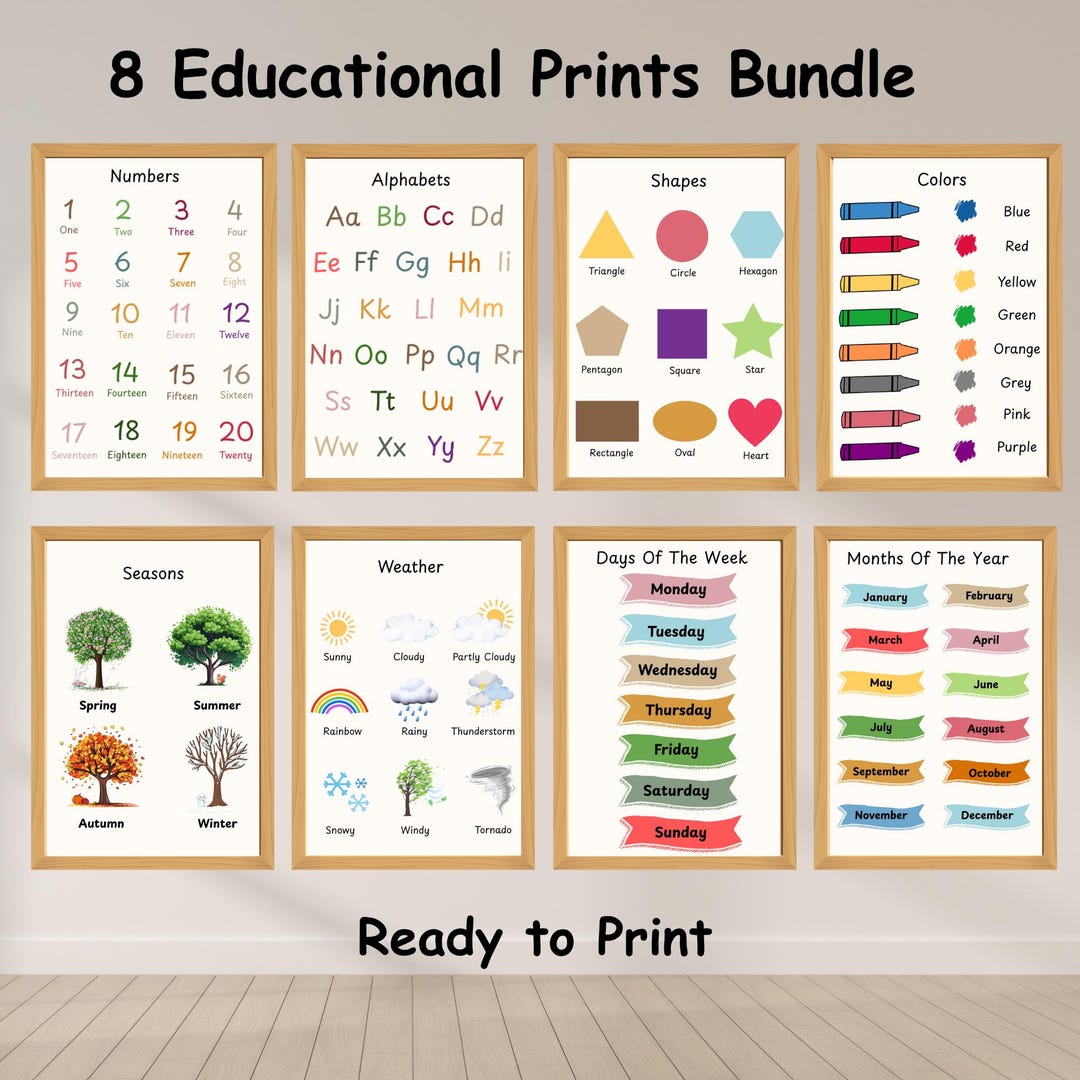 Printable Educational Posters Bundle: Boho Classroom Decor, Homeschool ...
