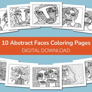 10 Abstract Faces Coloring Pages – Instant Download – All Ages ...