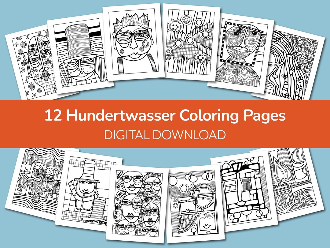 12 Hundertwasser-inspired Coloring Pages – Instant Download – All Ages ...