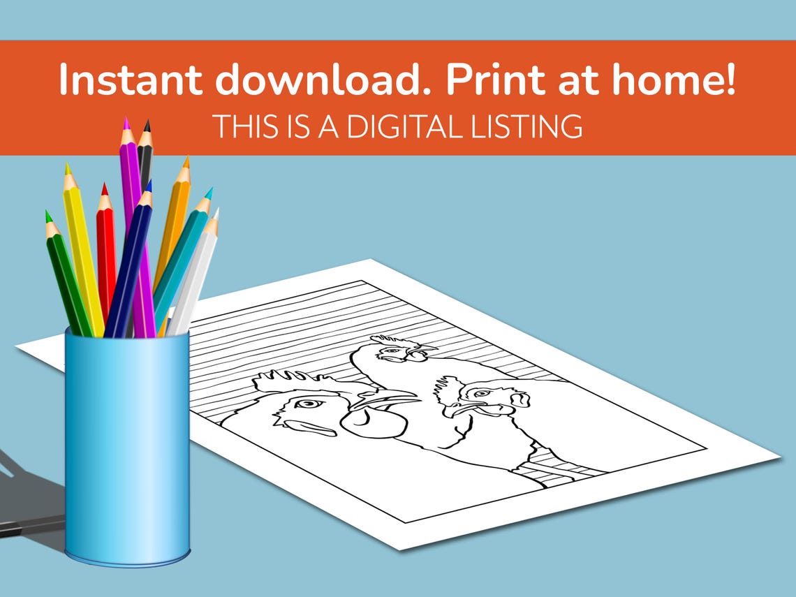 10 Chicken Coloring Pages – Instant Download – All Ages – Printable PDF ...