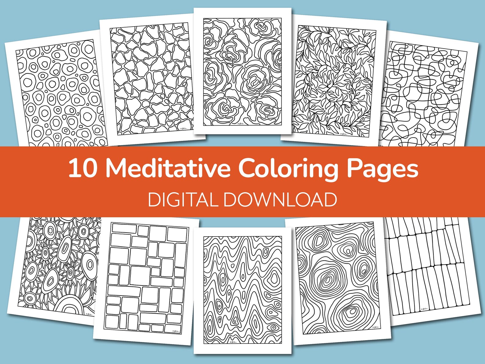 10 Meditative Coloring Pages – Instant Download – All Ages – Printable ...