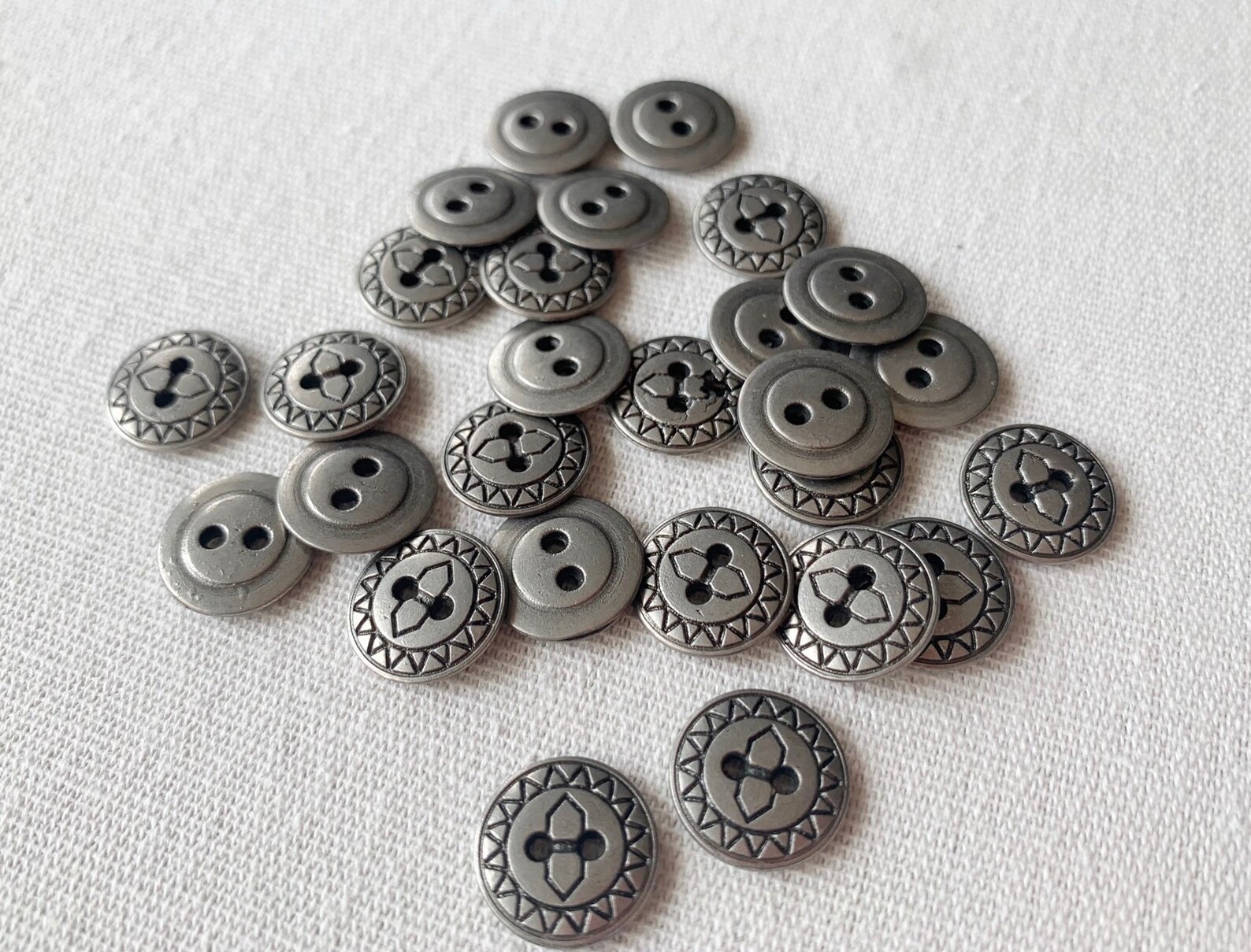 Silver medium button with decorative design button metal | Etsy