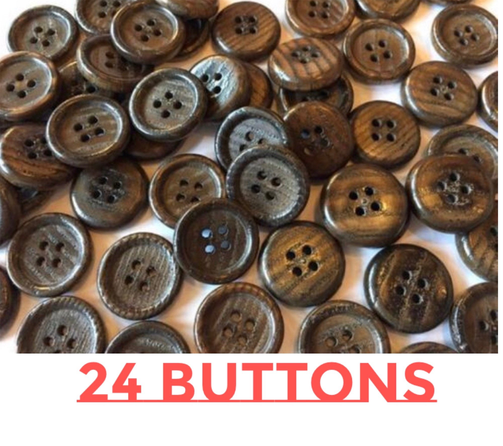 24 buttons Small Brown faux wood buttons 18 mm 3/4 inch sewing | Etsy