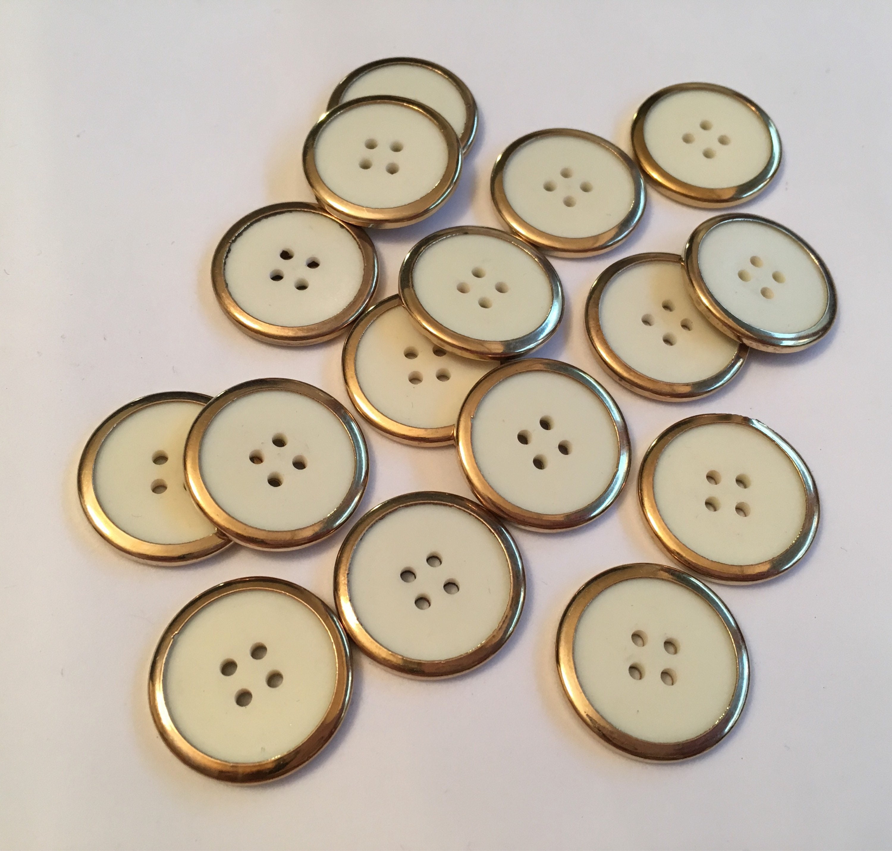 Gold Medium Button With Ivory Center Design Buttons Plastic - Etsy