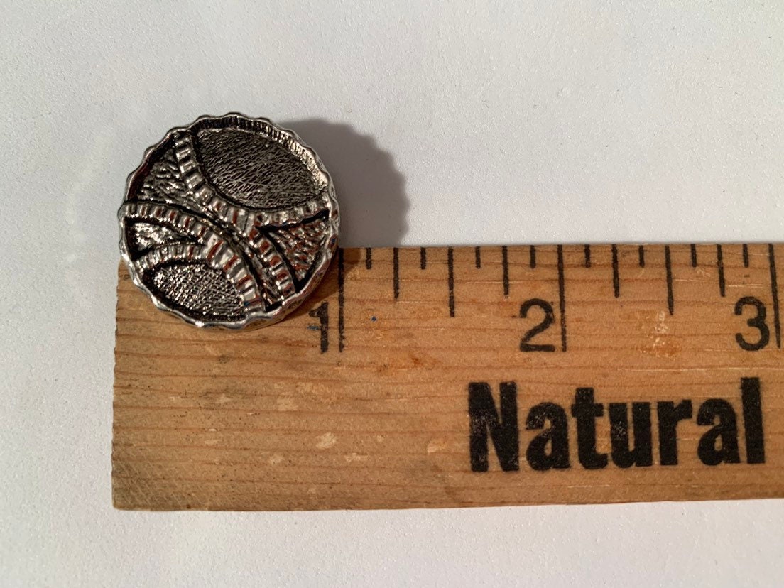 Silver Medium Button With Texture Design Button Plastic Sewing - Etsy