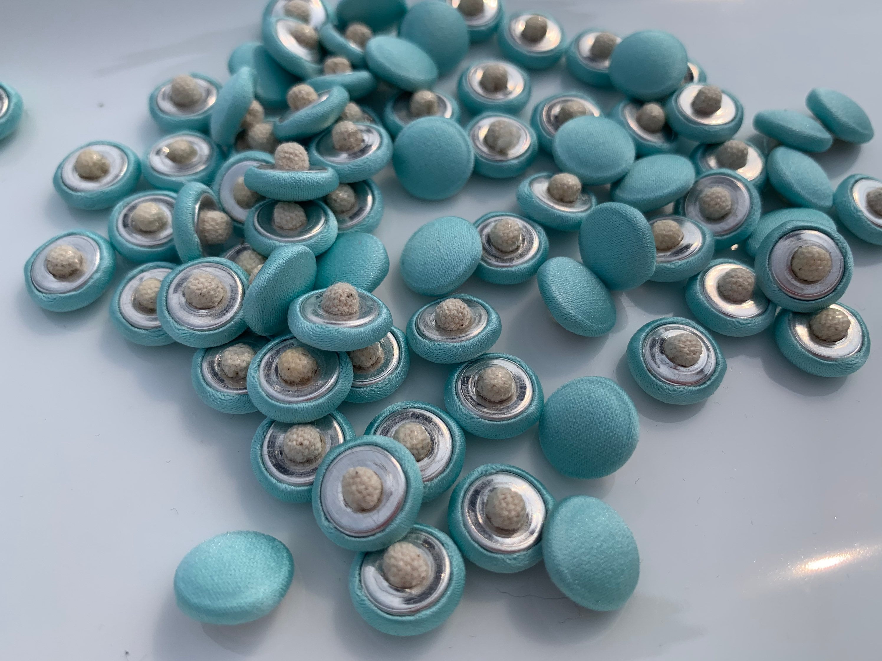 Bridal Buttons Satin Covered by the Dozen Color Pool Blue Covered ...