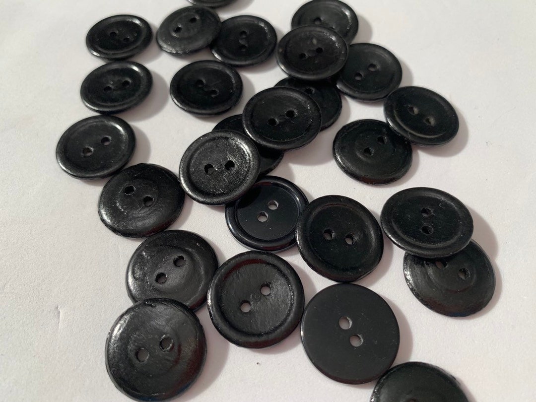 Medium Black Sewing Buttons Plastic Sewing Buttons 3/4" Black Button 6 ...