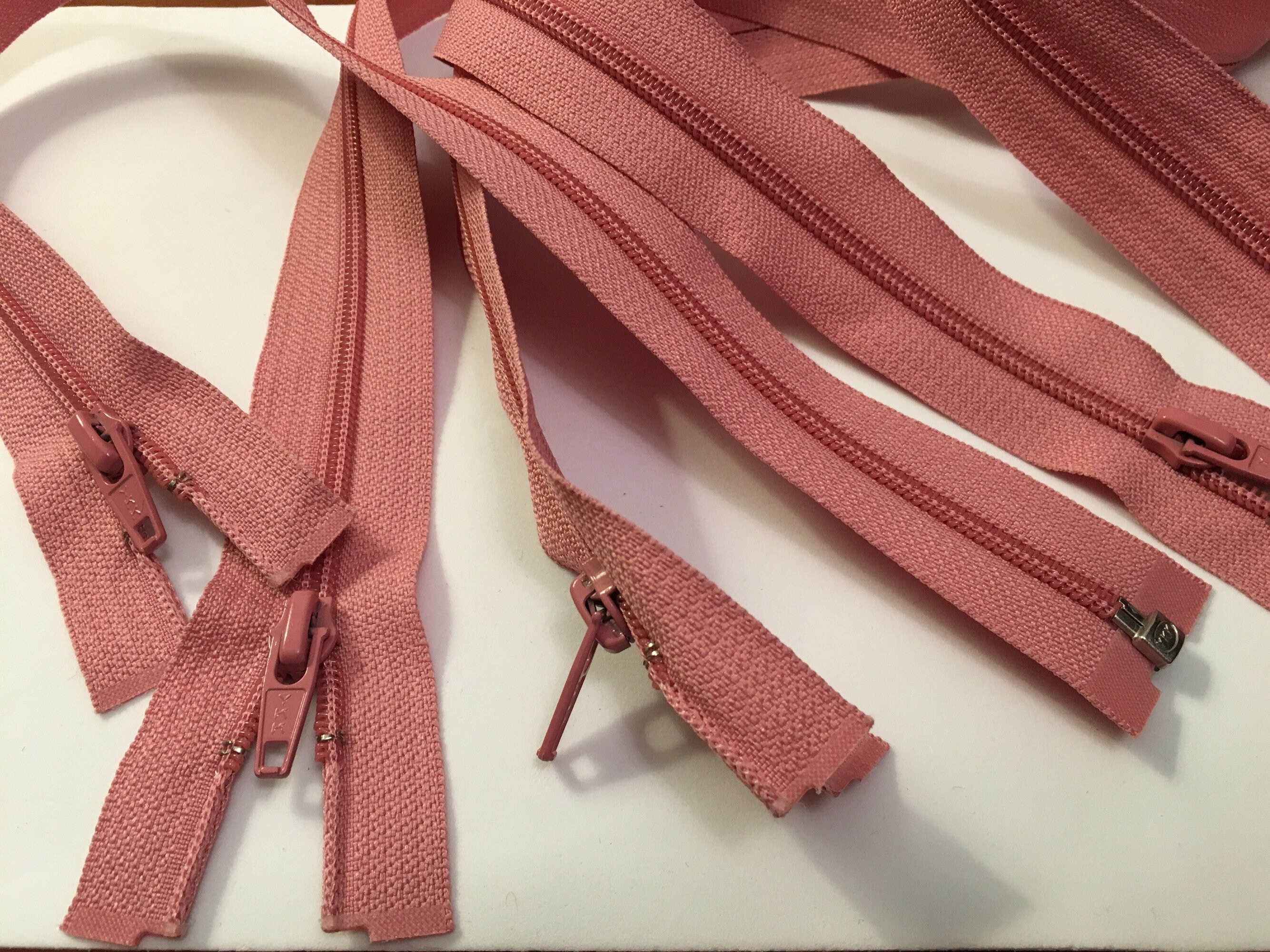 5 Separating Zippers 17 Inch Light Vintage Rose Nylon Coil Separating ...