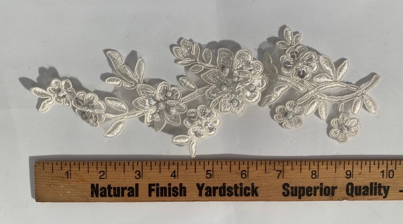 Ivory Beaded Appliques on Netting Applique Pair in Ivory | Etsy