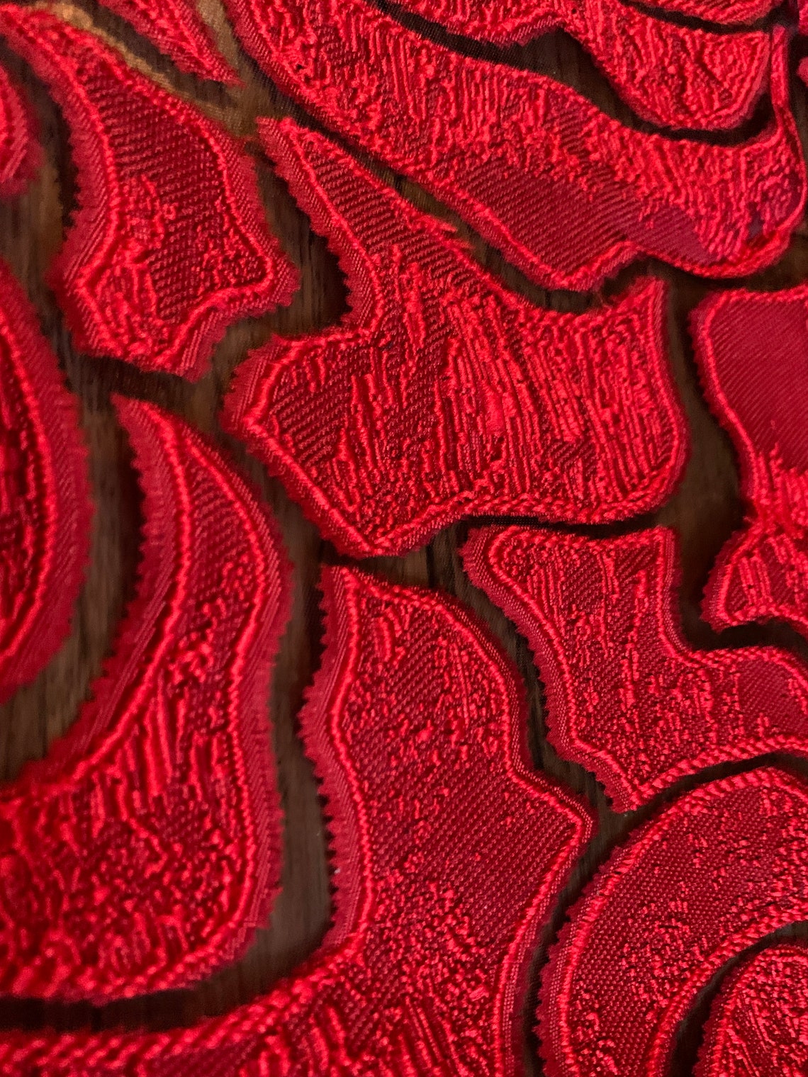 Red Floral Rose Lace Burn Out - Etsy