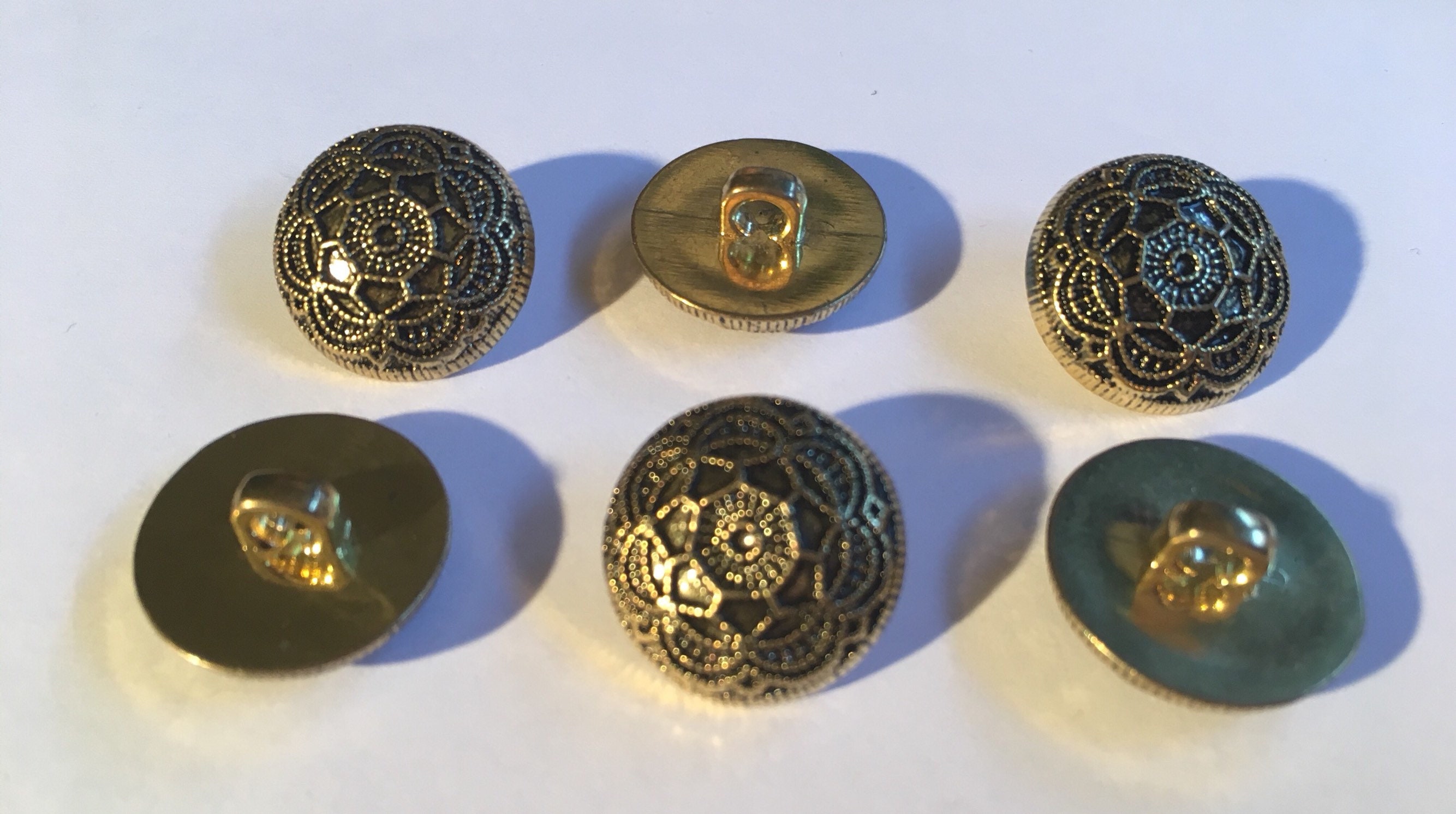 Medium button antique gold buttons almost bronze finish | Etsy