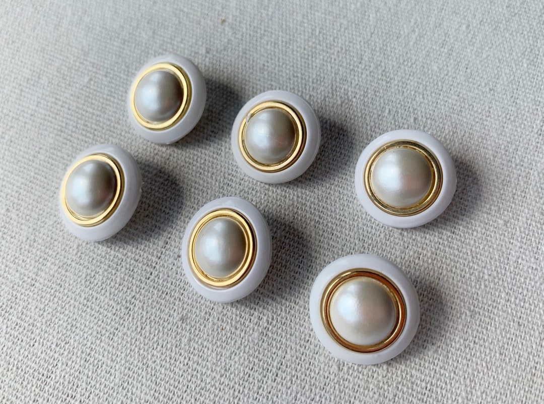 Medium Buttons Ivory Buttons With Gold Trimming and Ivory Pearl Button ...