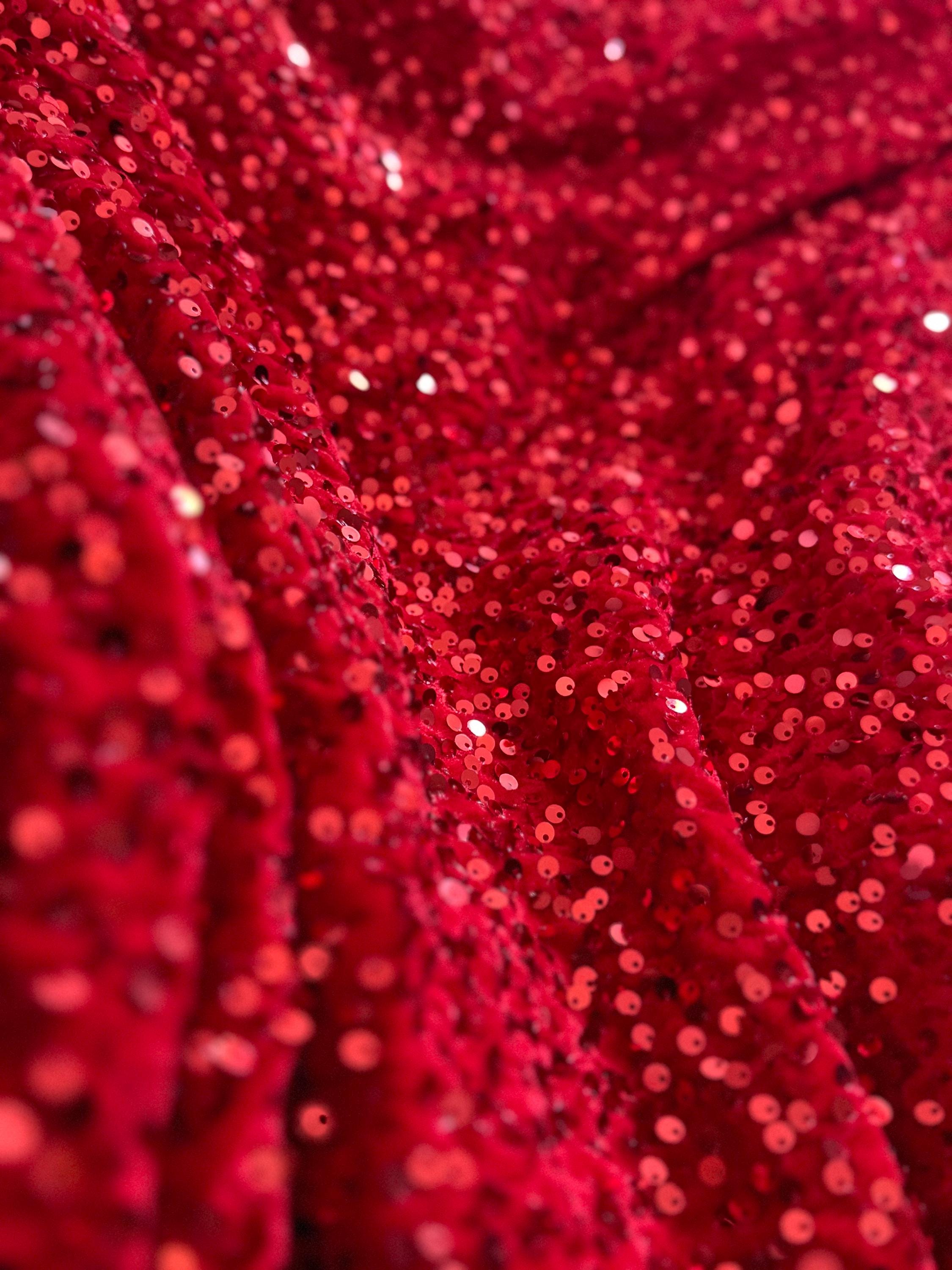 Stretch Velour With Red Sequin, Stretch Red Velour Sequin - Etsy