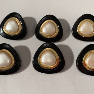 Medium Triangle Black Buttons With Pearl Center Button With Gold and ...