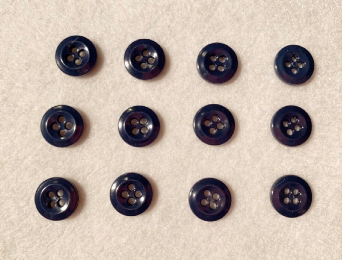 Small Denim Navy Button Finish 3/4" Inch Sewing Buttons, 12 Vintage Sew ...