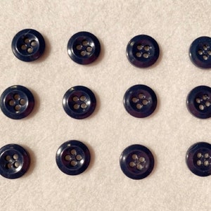 Small Denim Navy Button Finish 3/4" Inch Sewing Buttons, 12 Vintage Sew ...