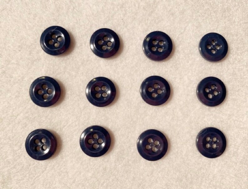 Small Denim Navy Button Finish 3/4" Inch Sewing Buttons, 12 Vintage Sew ...