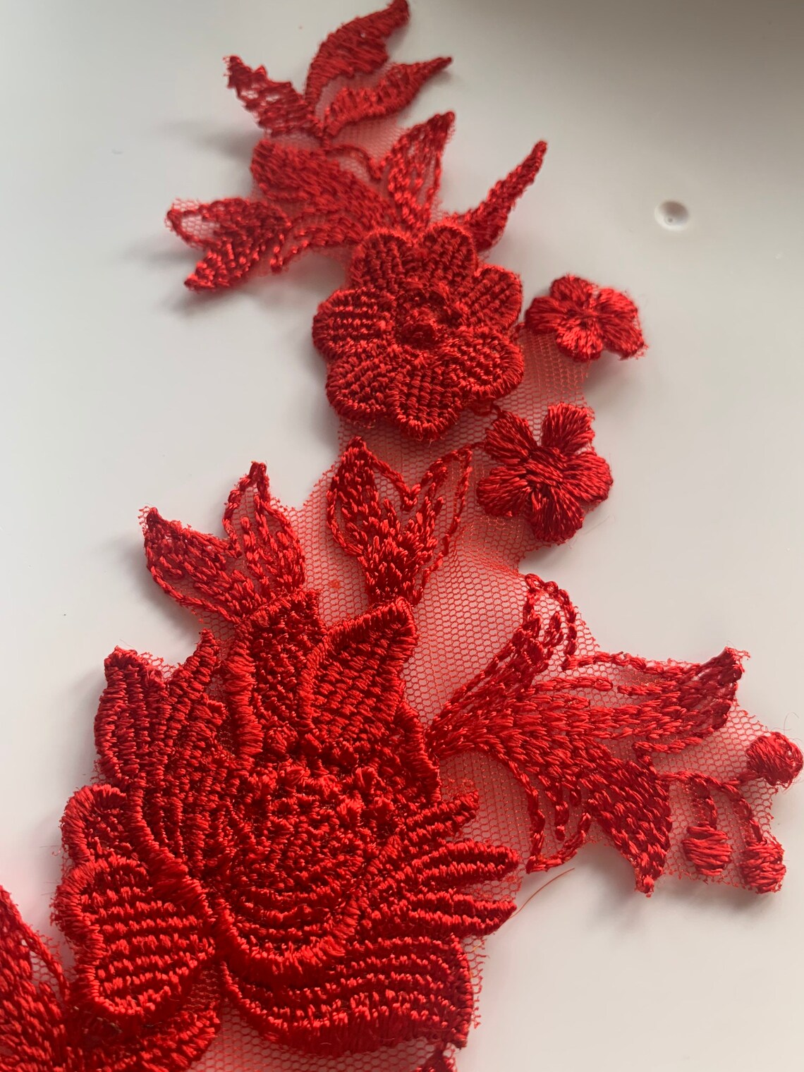 Red 3D Applique With Venise Applique Lace Pair for Lyrical | Etsy