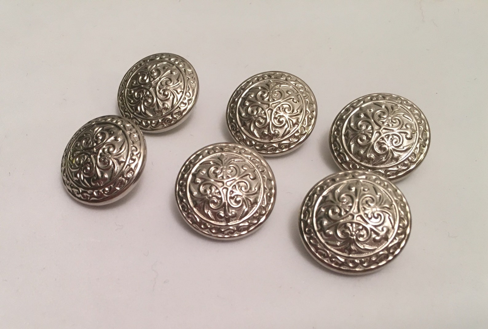 Silver buttons with textured design medium button design | Etsy