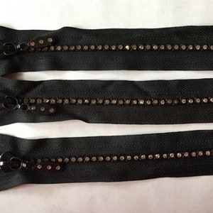3 Black Rhinestone Zippers- 8" Long Nylon Coil Zipper - Etsy