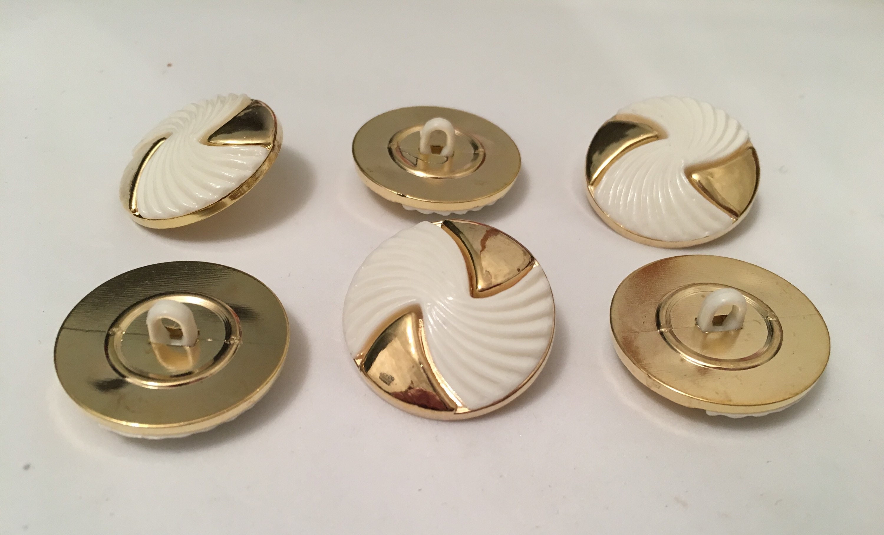 Medium White and Gold Sewing Buttons Plastic Sewing Buttons - Etsy