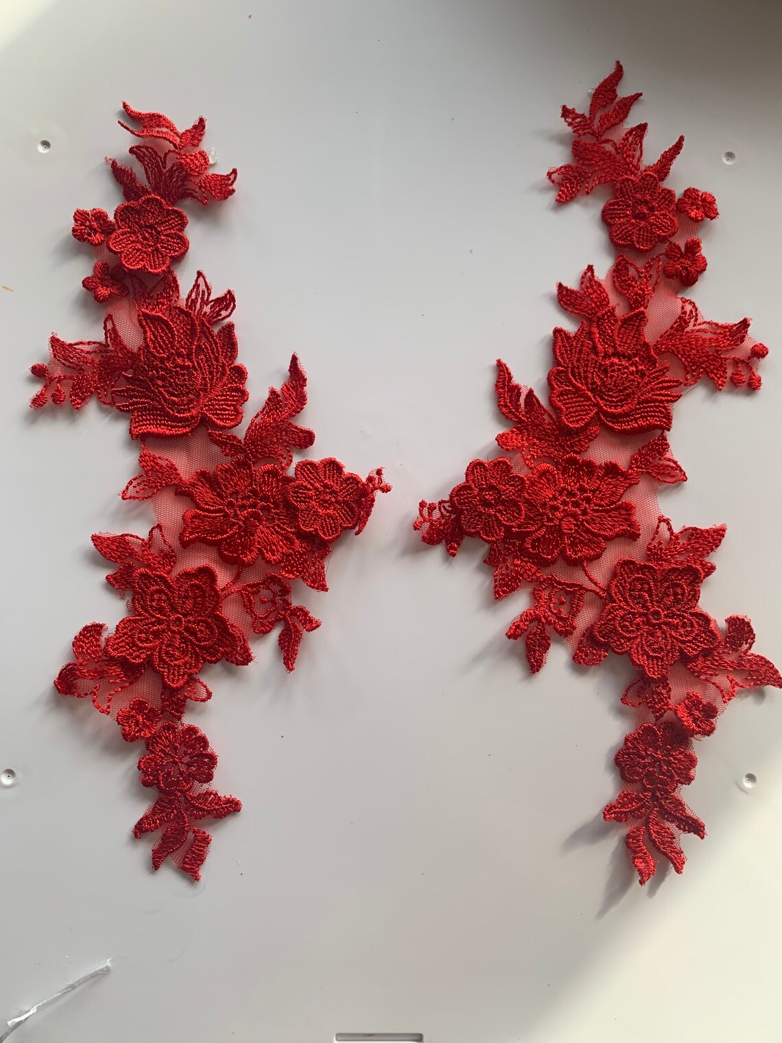Red 3D Applique With Venise Applique Lace Pair for Lyrical | Etsy