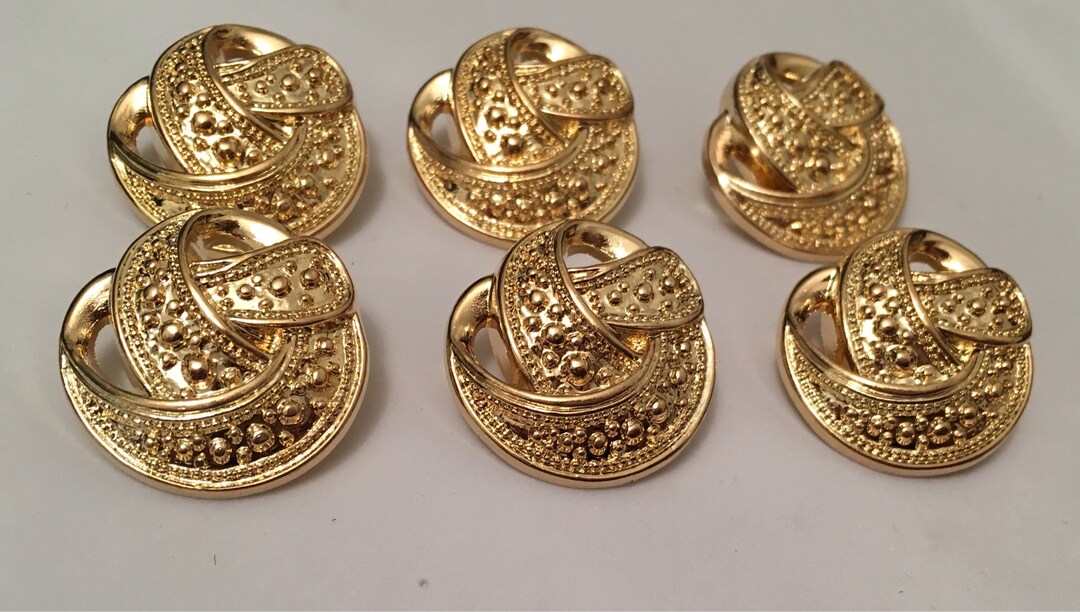 Medium Gold Buttons Plastic Sewing Buttons 7/8" 23mm Goldshank Vintage ...