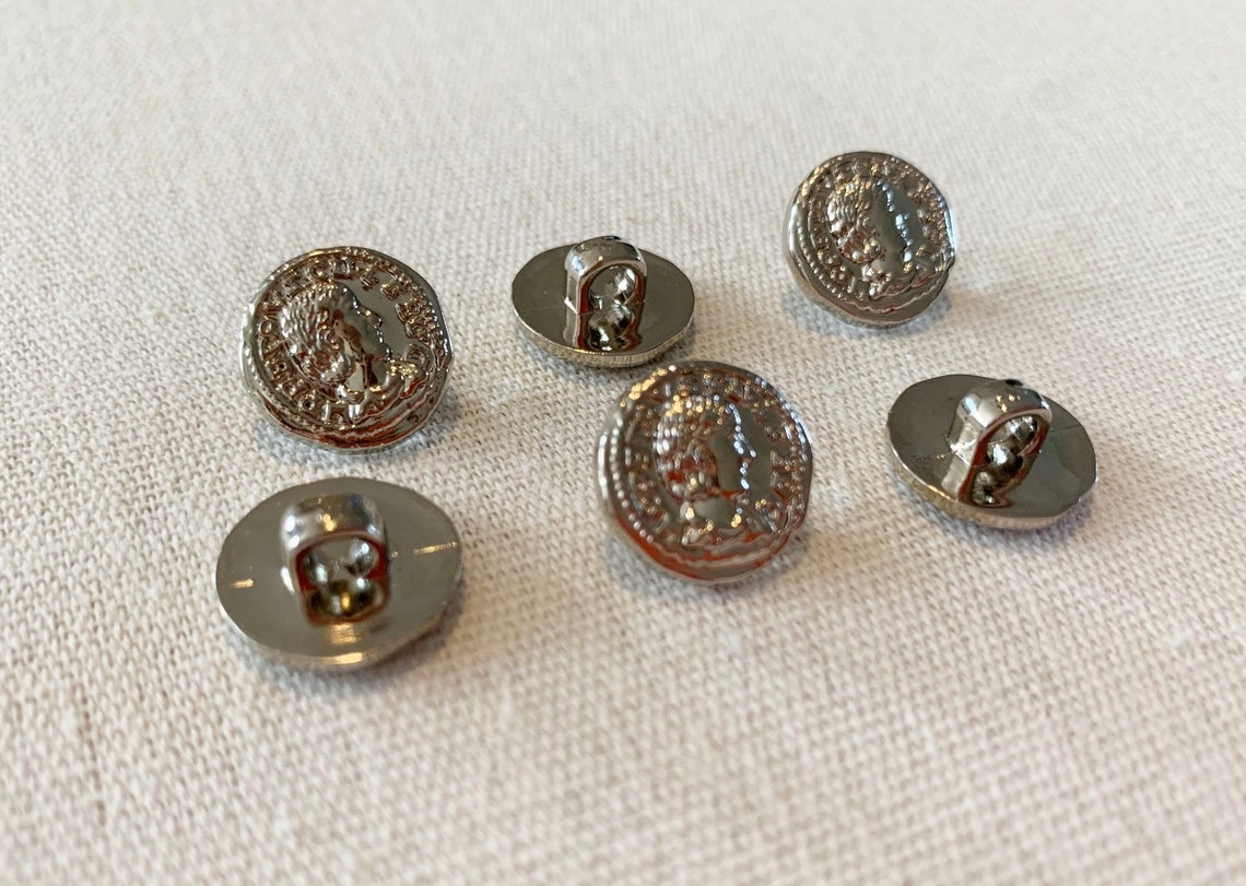 Small Silver Buttons Roman Coin Design Plastic Sewing Buttons - Etsy