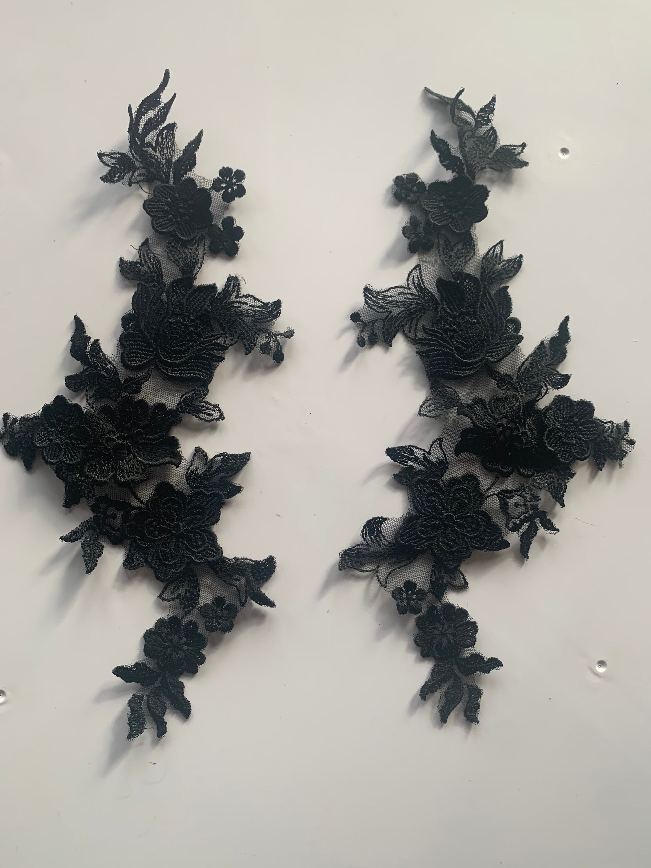 Black 3D Applique With Venise Applique Lace Pair for Lyrical Dance ...