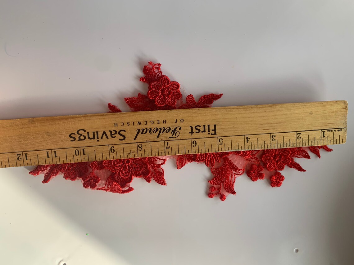 Red 3D Applique With Venise Applique Lace Pair for Lyrical | Etsy