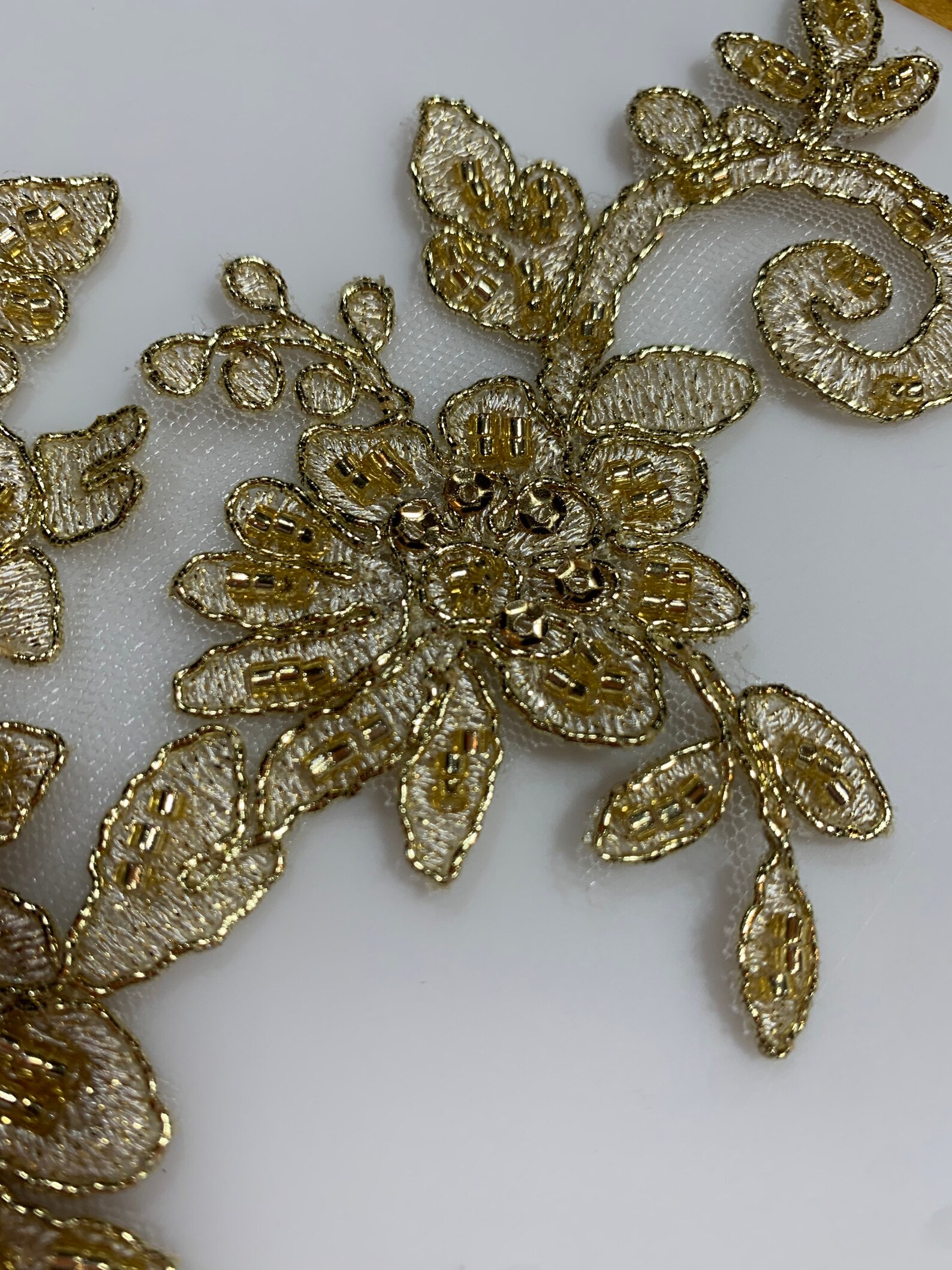 Gold Metallic Beaded Applique With Metallic Gold Cording - Etsy