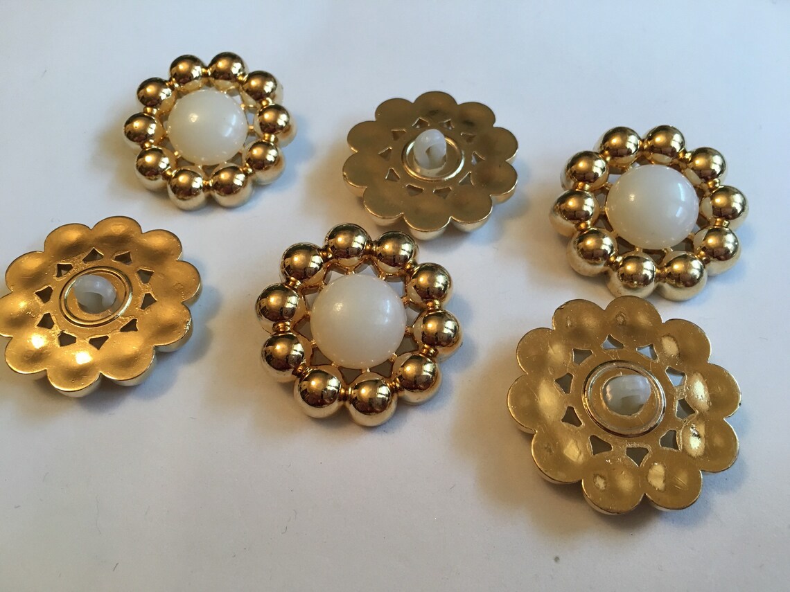 Medium Gold Button With Ivory Pearl Center Design Buttons | Etsy