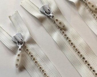 3 Black Rhinestone Zippers 8 Long Nylon Coil Zipper | Etsy