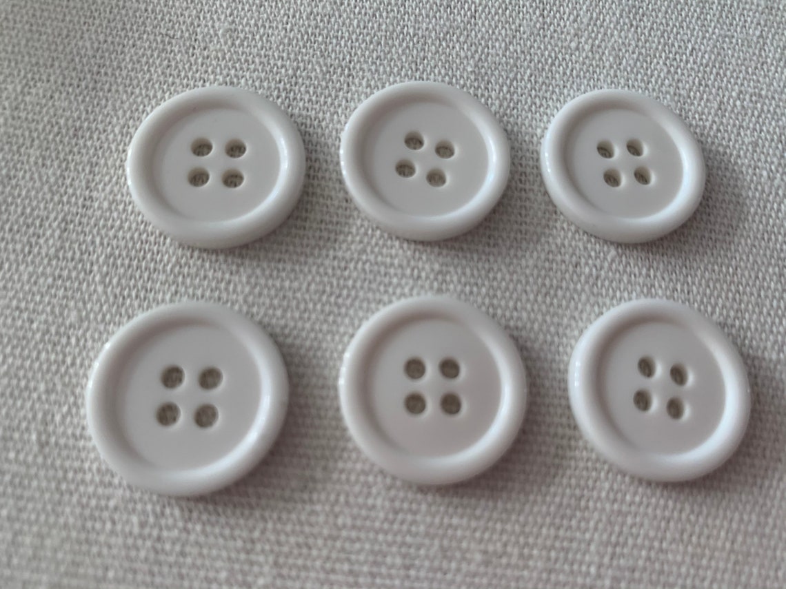 Medium Buttons White Buttons 7/8 Inch Sewing Buttons 6 Sew - Etsy
