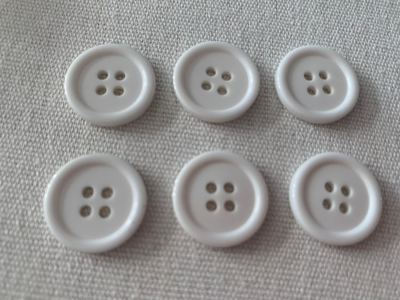 Medium Buttons White Buttons 7/8 Inch Sewing Buttons 6 Sew - Etsy