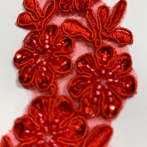 Red Beaded Applique, Beaded Aplique Lace Pair for Lyrical Dance ...