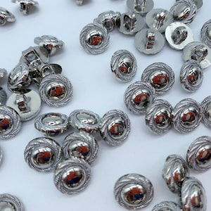 Silver Small Button Dome Shape Design With Decorative Edge Plastic ...