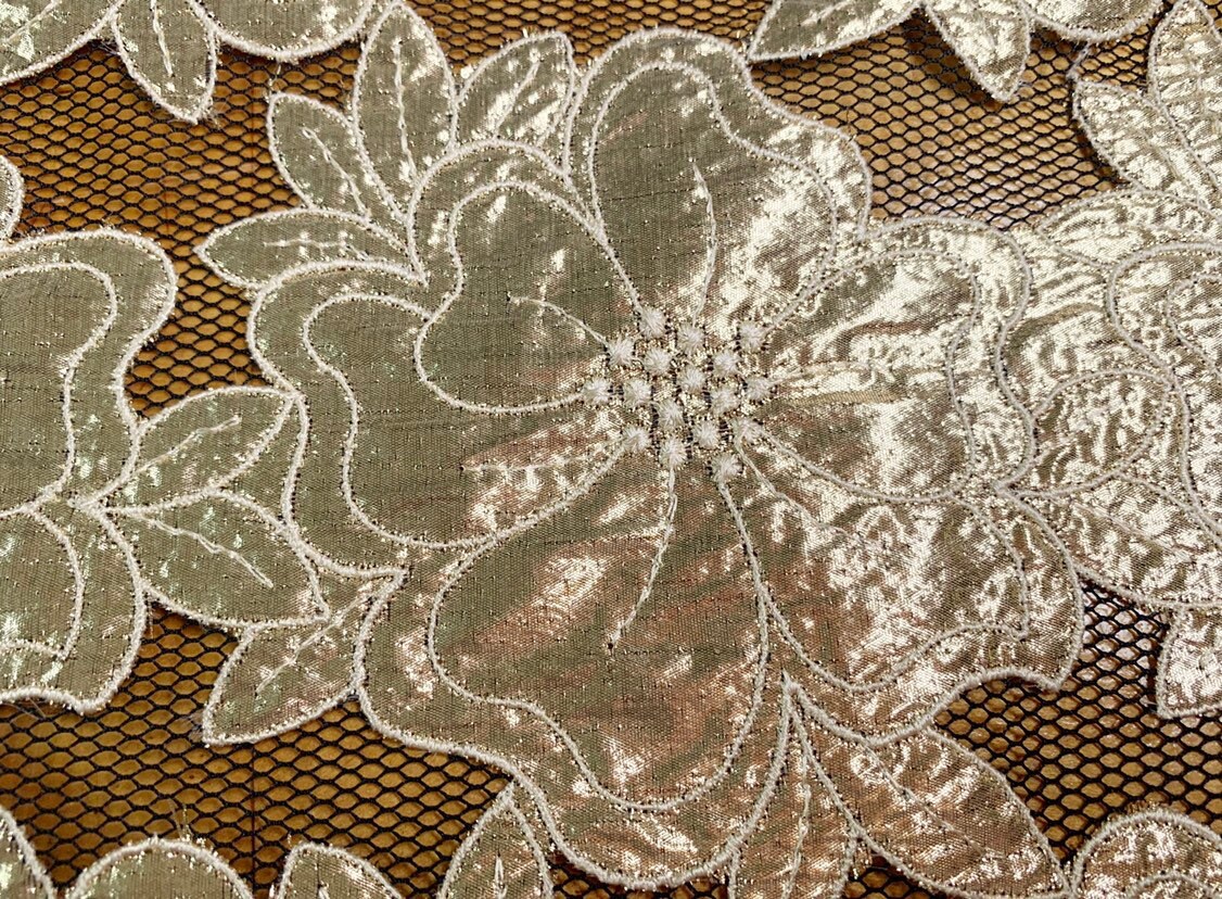 Gold Lace Gold Lame Floral Design Lace Gold Lace on Black | Etsy