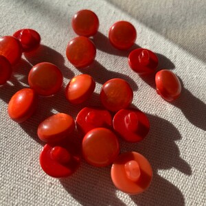 Small Red Coral Buttons With Pearl Sheen Design 1/2” Domed Top Button ...