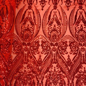 Red Sequin All Over Sequin on Mesh by the Yard Sequin Fabric in a ...