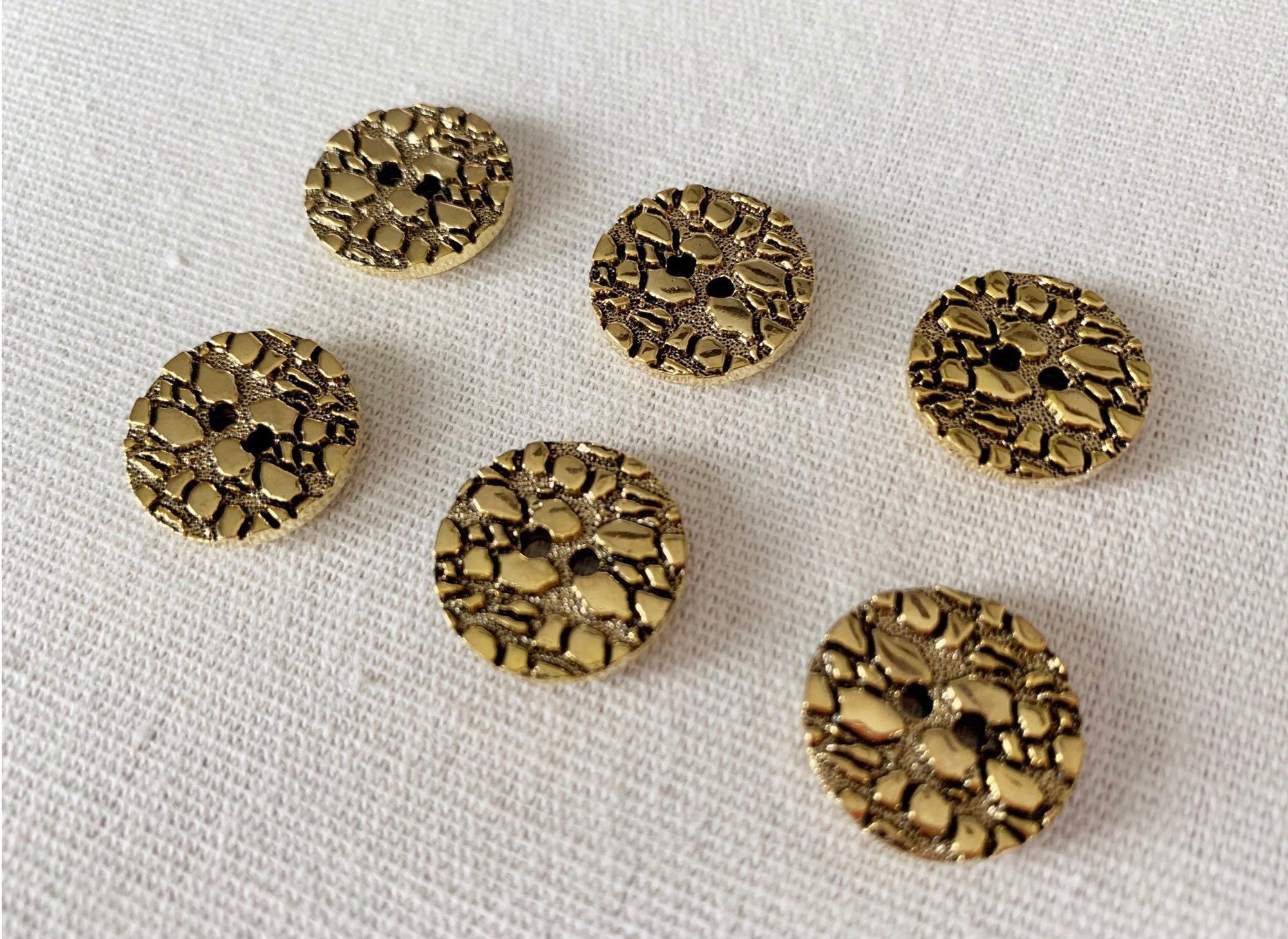 Gold Medium Button Sew Through Button Metal Sewing Buttons - Etsy