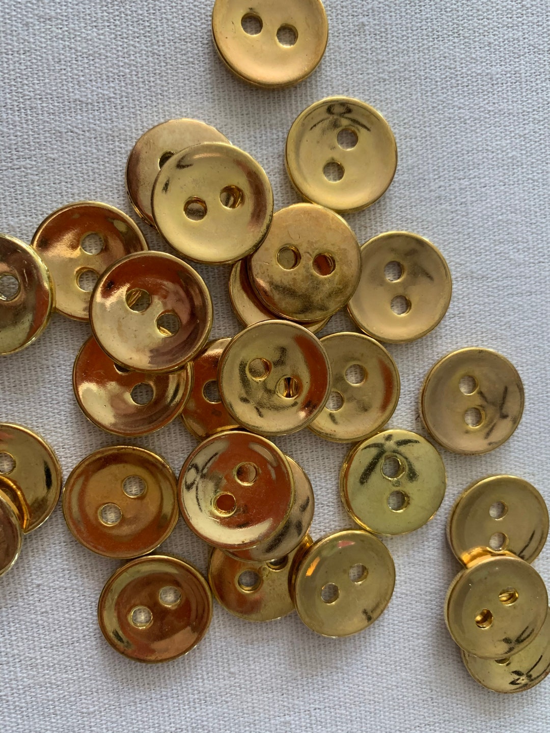 Gold Medium Button Sew Through Button Metal Sewing Buttons 7/8" 22mm 6 ...