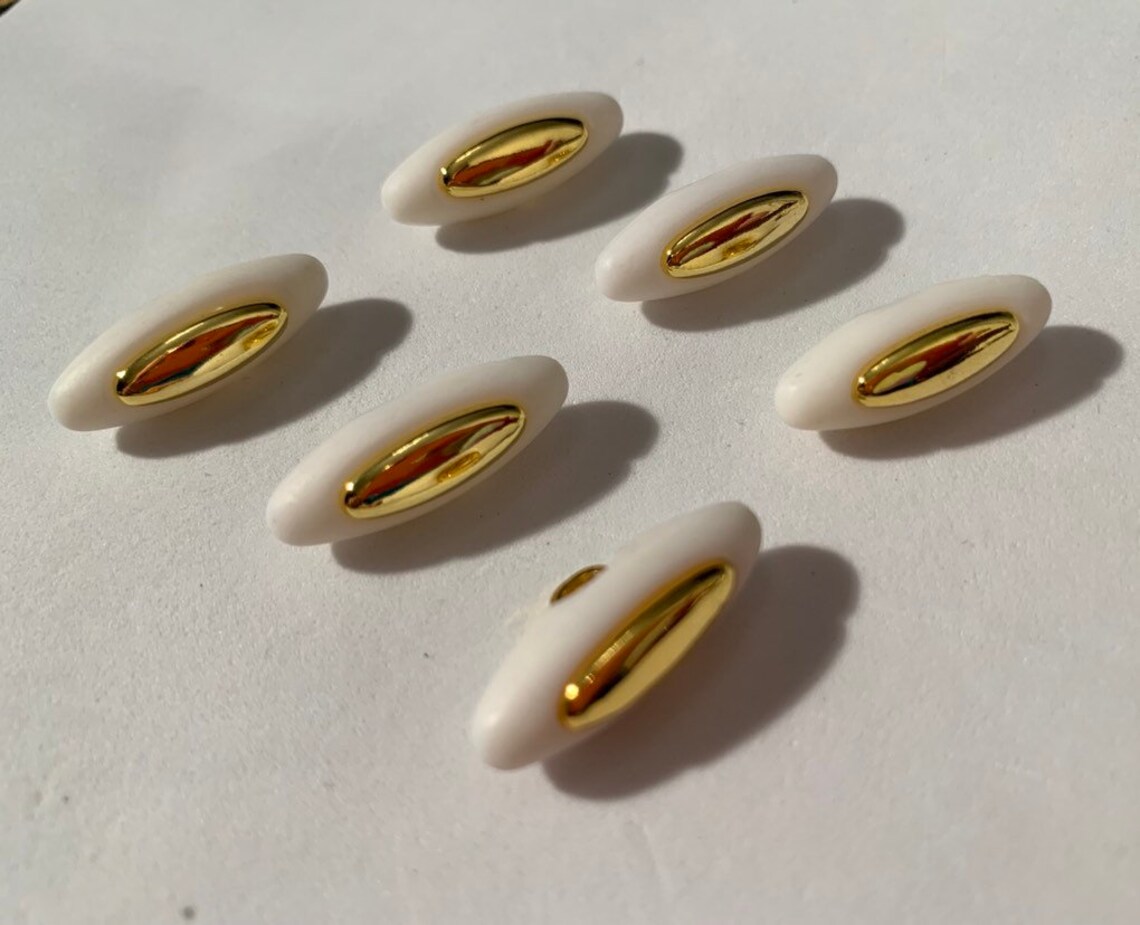 Medium Toggle Button White and Gold Sewing Buttons Plastic | Etsy