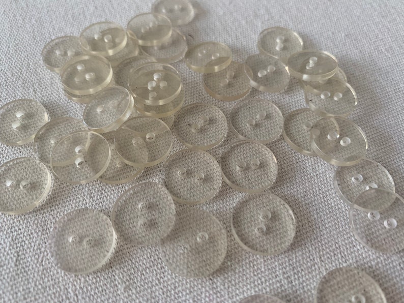Small Buttons Clear 2 Hole Button Sewing Buttons 5/8” 16mm Vintage ...