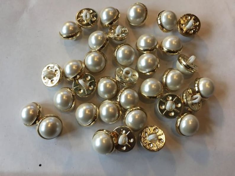 Small Pearl Buttons With Gold Trim Accent Plastic Sewing - Etsy