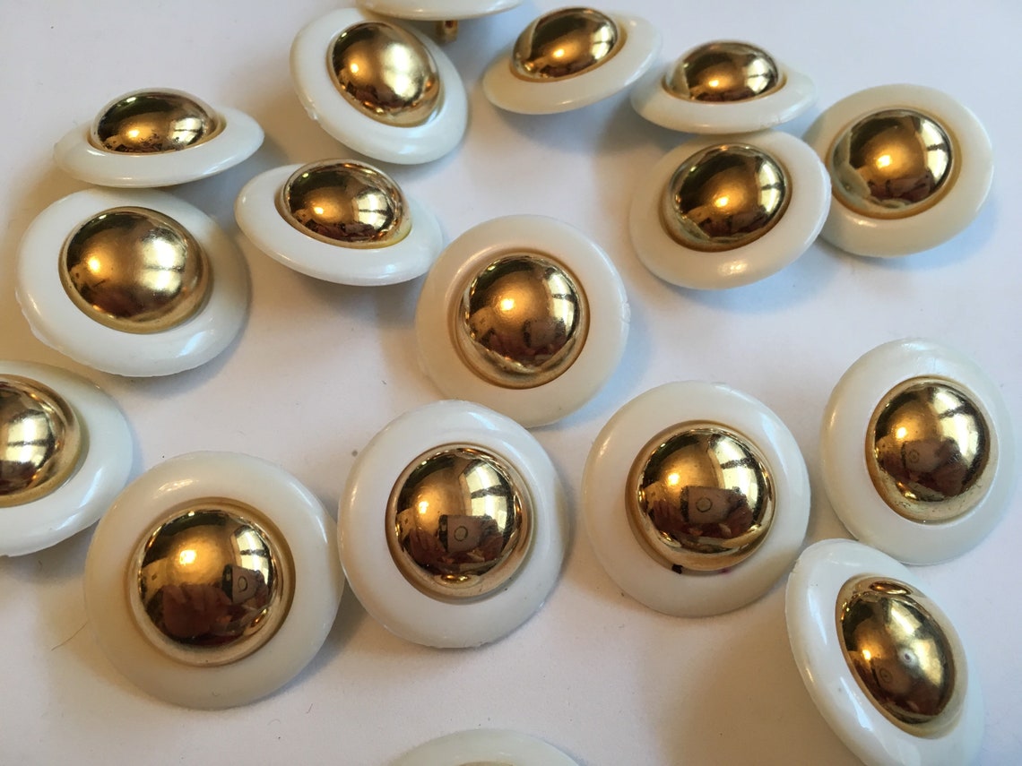 Medium Buttons White Buttons With Gold Button Center Plastic - Etsy