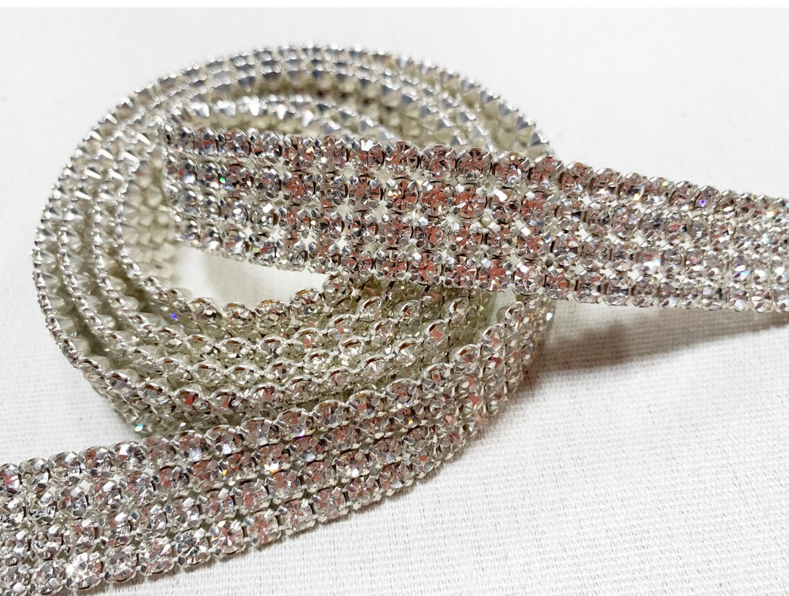 Clear Rhinestone Trims 3/4" 4 Row Crystal Trims Bridal Rhinestone Trim ...