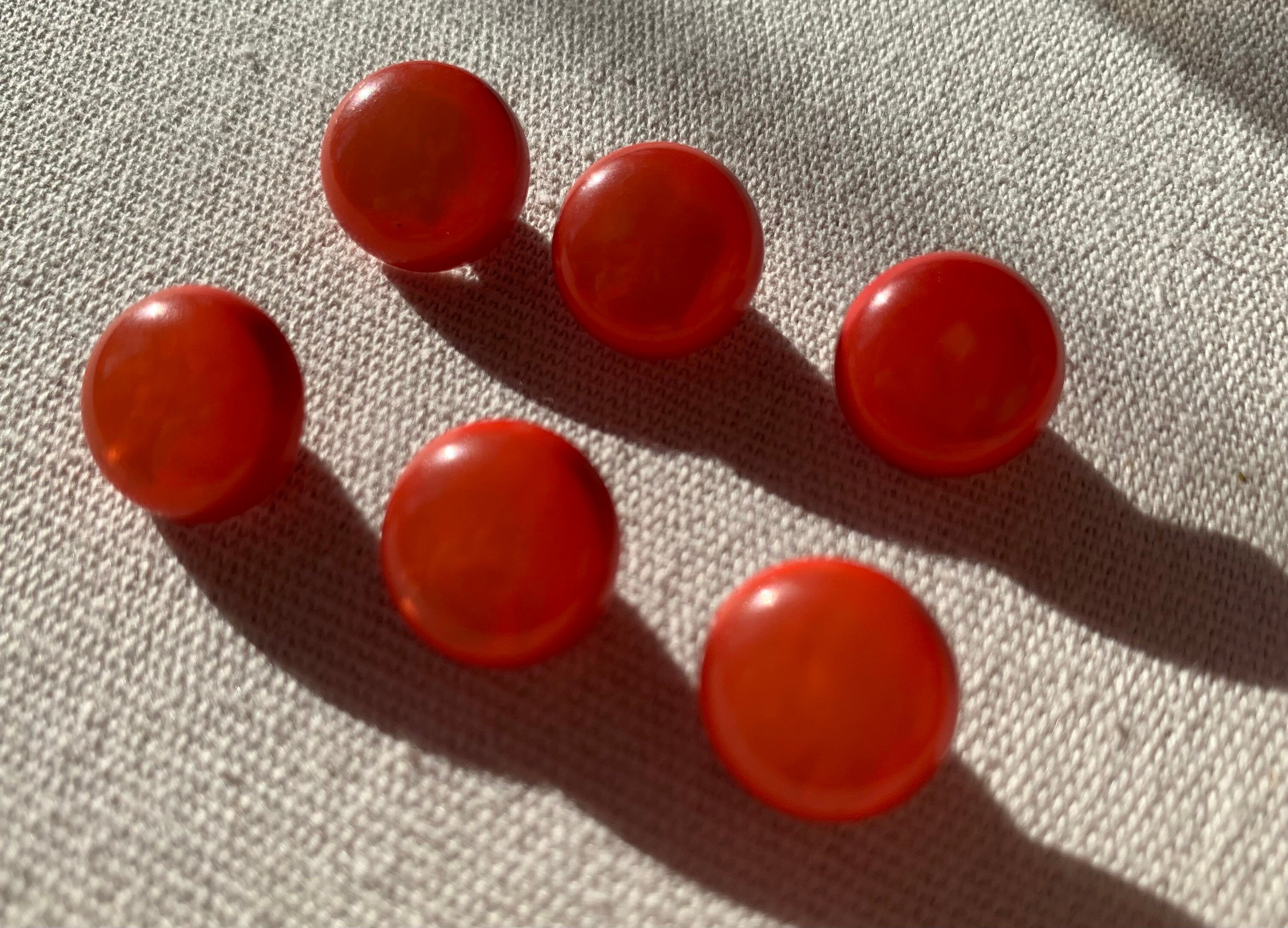 Small Red Coral Buttons With Pearl Sheen Design 1/2” Domed Top Button ...