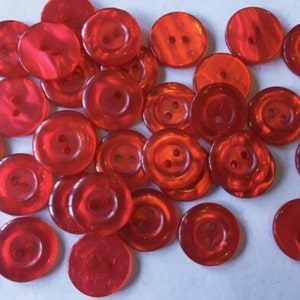 Small Red Coral Sewing Buttons 16 Mm 5/8 Inch Sewing Buttons, 6 Plastic ...