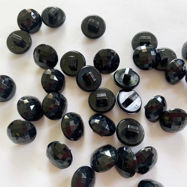 Small Black Shank Back Buttons 14 Mm 1/2 Inch Sewing Buttons, 6 Vintage ...